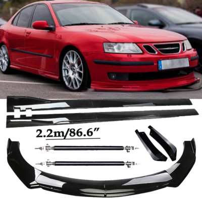 Front Bumper Lip Spoiler Kit +86.6" Car Side Skirt For Saab 9-3 9-5 ...