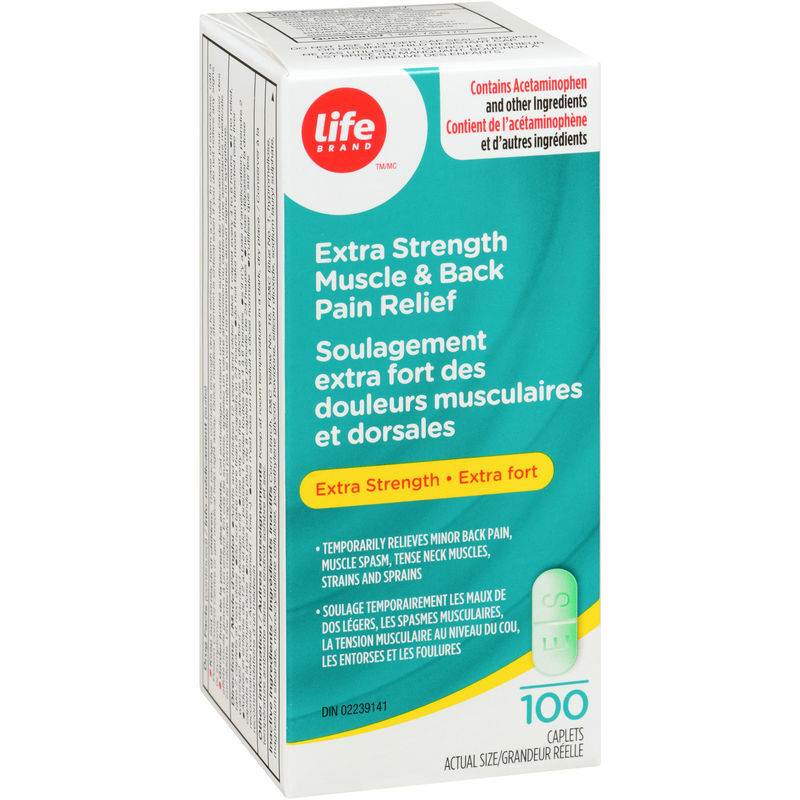 Extra Strength Muscle & Back Pain Relief LIFE BRAND CANADA Expiration ...