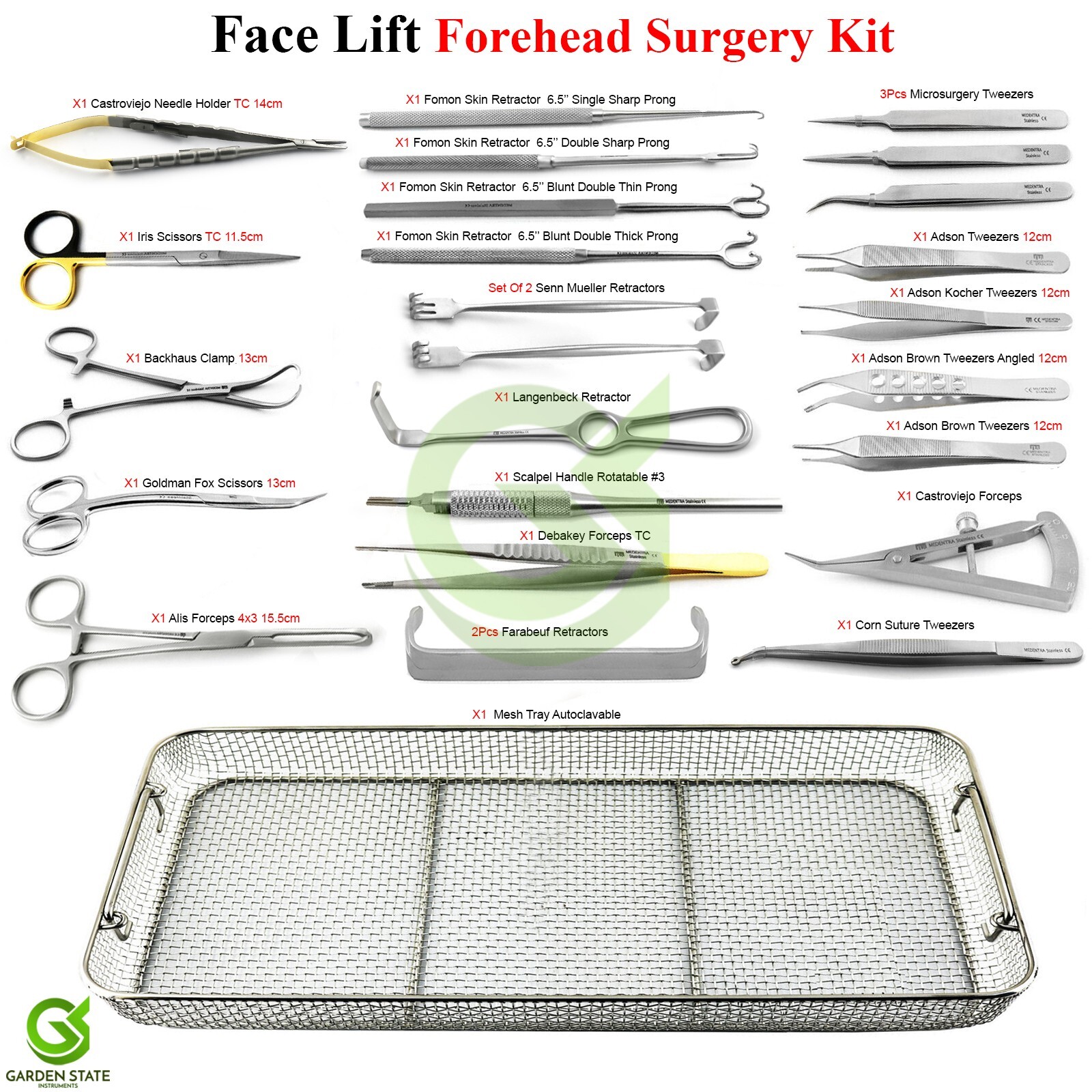 Facial Surgery Set Forehead Face Lift Microsurgery Surgical Instruments ...