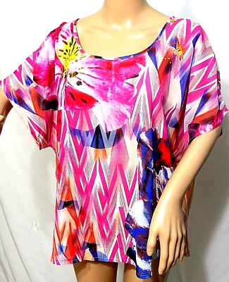 Unique Spectrum Women Plus Size 1x 2x 3x Hi Lo Chiffon Tunic Top Blouse ...