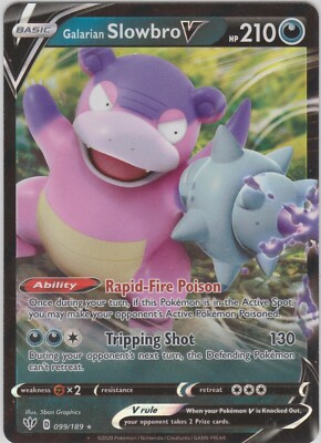 Pokemon TCG SS Darkness Ablaze 099/189 Galarian Slowbro V Holographic ...