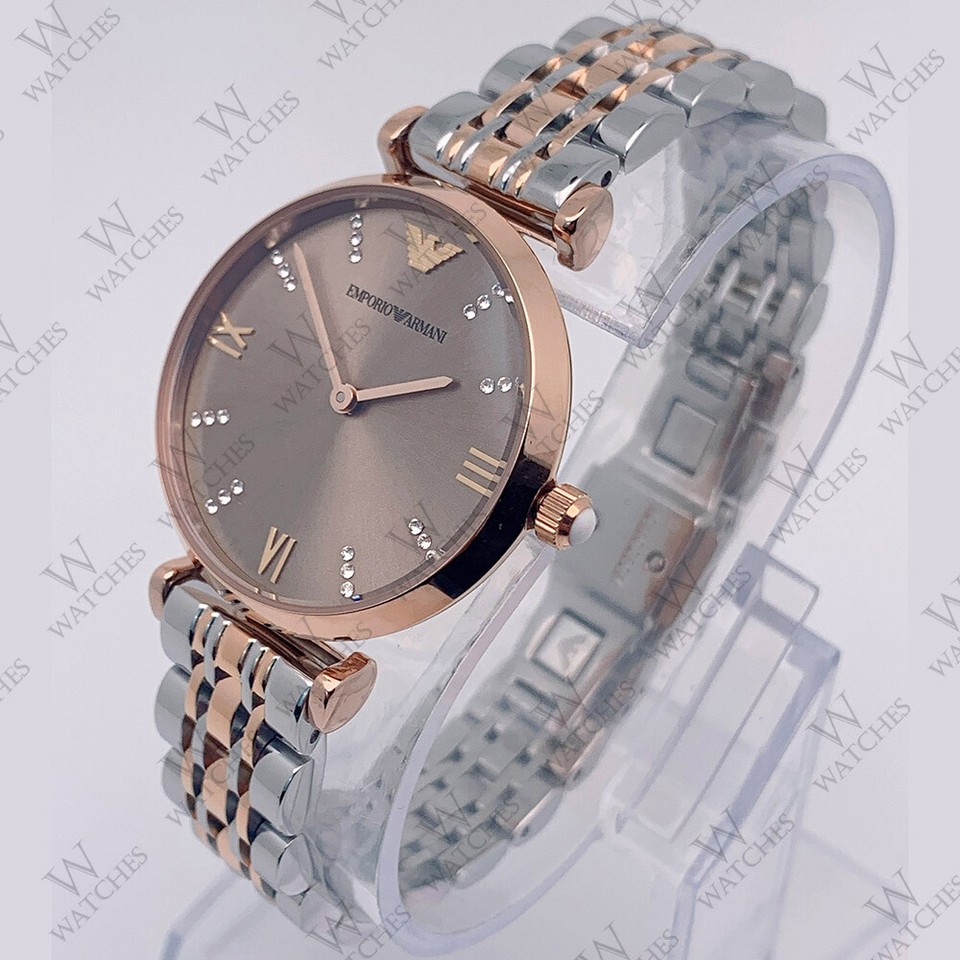 New In Box Emporio Armani AR1840 Two Tone Gianni Stainless Steel Ladies ...