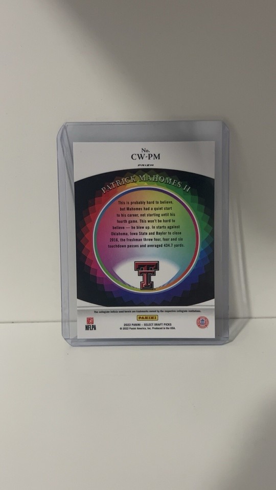 2022 Panini Select Draft Picks Patrick Mahomes Color Wheel Case Hit SSP ...