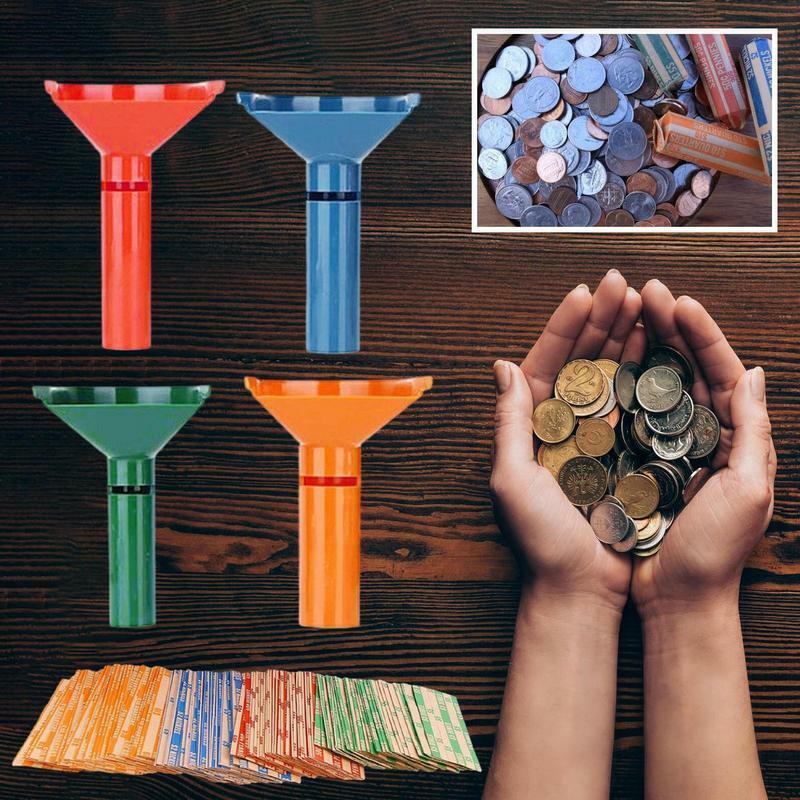 4PCS/SET 4 Color-Coded Coin Storage & Sorter Tubes Assorted Wrappers ...
