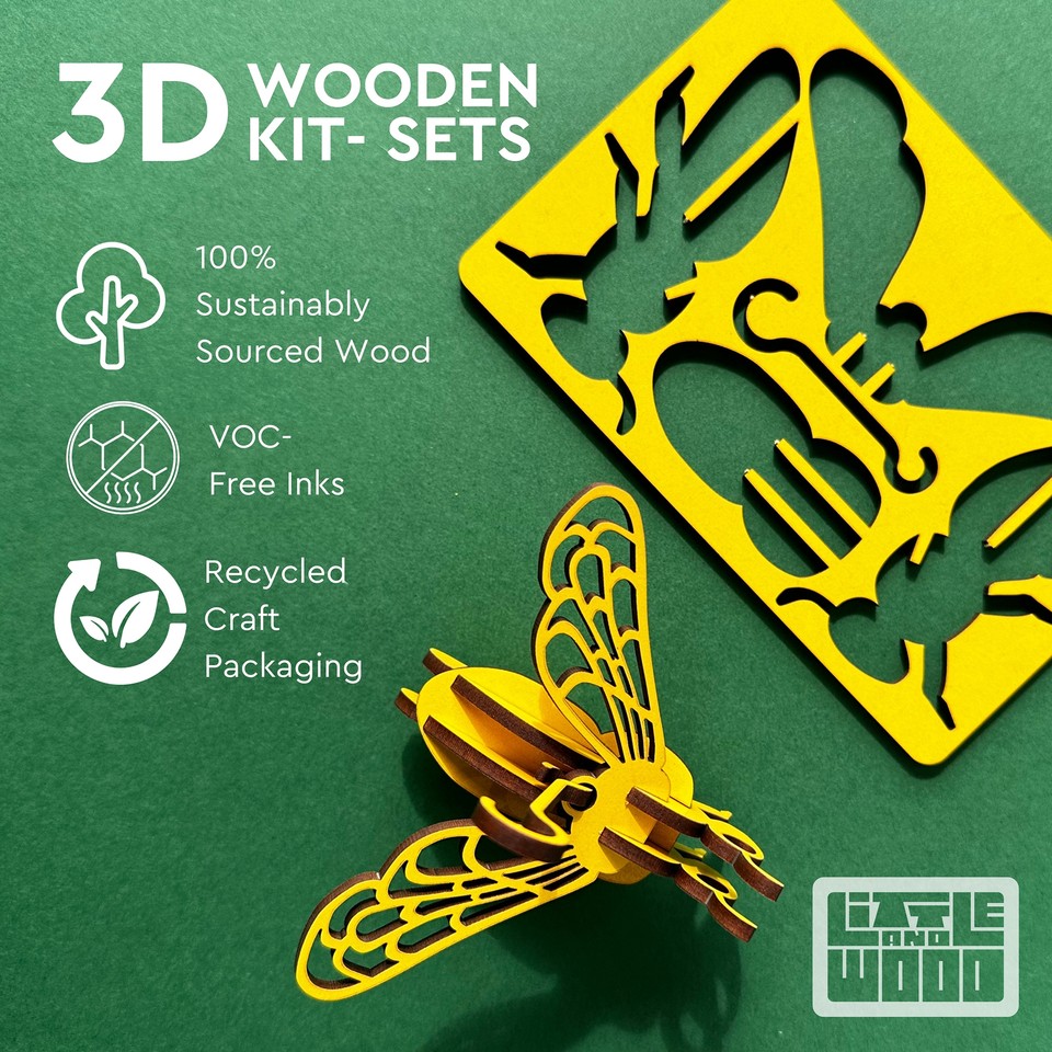 Little & Wood Woodlet Moose 3D Wooden Puzzle Kit, Easy Assembly, Ages 6 ...