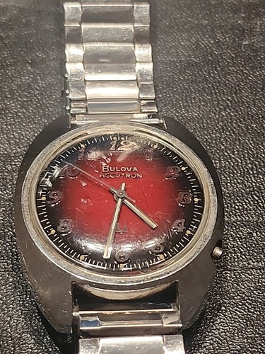 Bulova Accutron 218 Mens Watch Red Wine Flamed Dial. Works. Read ...