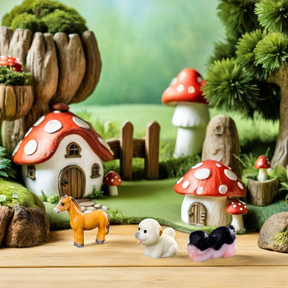 8pcs Mini Resin Animal Figurines: Farm Animal Toy Figures Playset ...