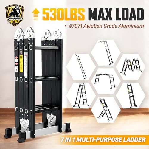 Bryner 12 Ft Ladder 7-in-1 Multi-Purpose Aluminium Extension Ladder ...