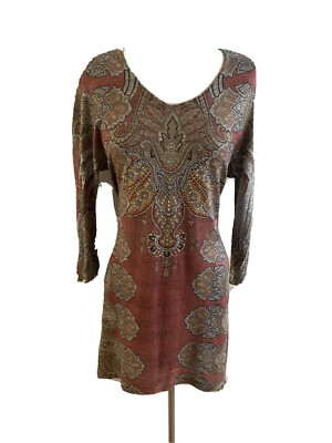 Rare Studio Gem Q Top Lightweight Sweater Artsy Tunic Sparkles Coral ...