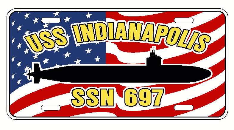 USS INDIANAPOLIS SSN 697 License Plate U S Flag Car Truck RV Navy ...