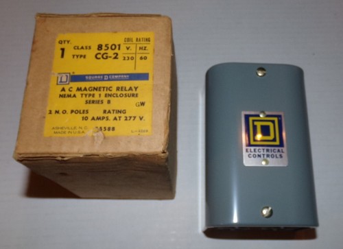 NOS Square D Enclosed Power Relay 8501 CG-2 Ser. B 230V Coil Nema 1 ...