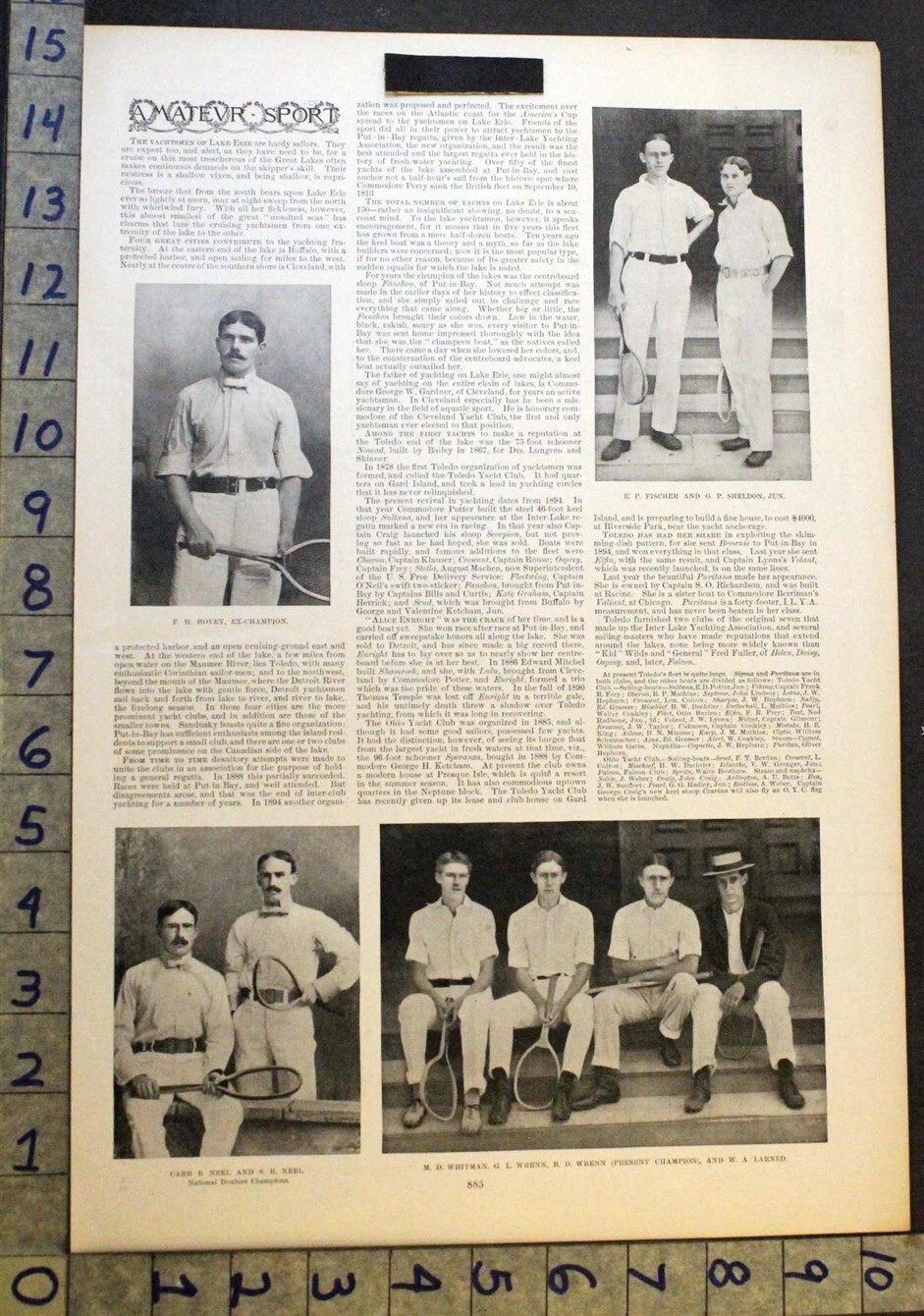 1896 SPORTING MEN TENNIS HOVEY FISCHER SHELDON NEEL WHITMAN WRENN PRINT ...