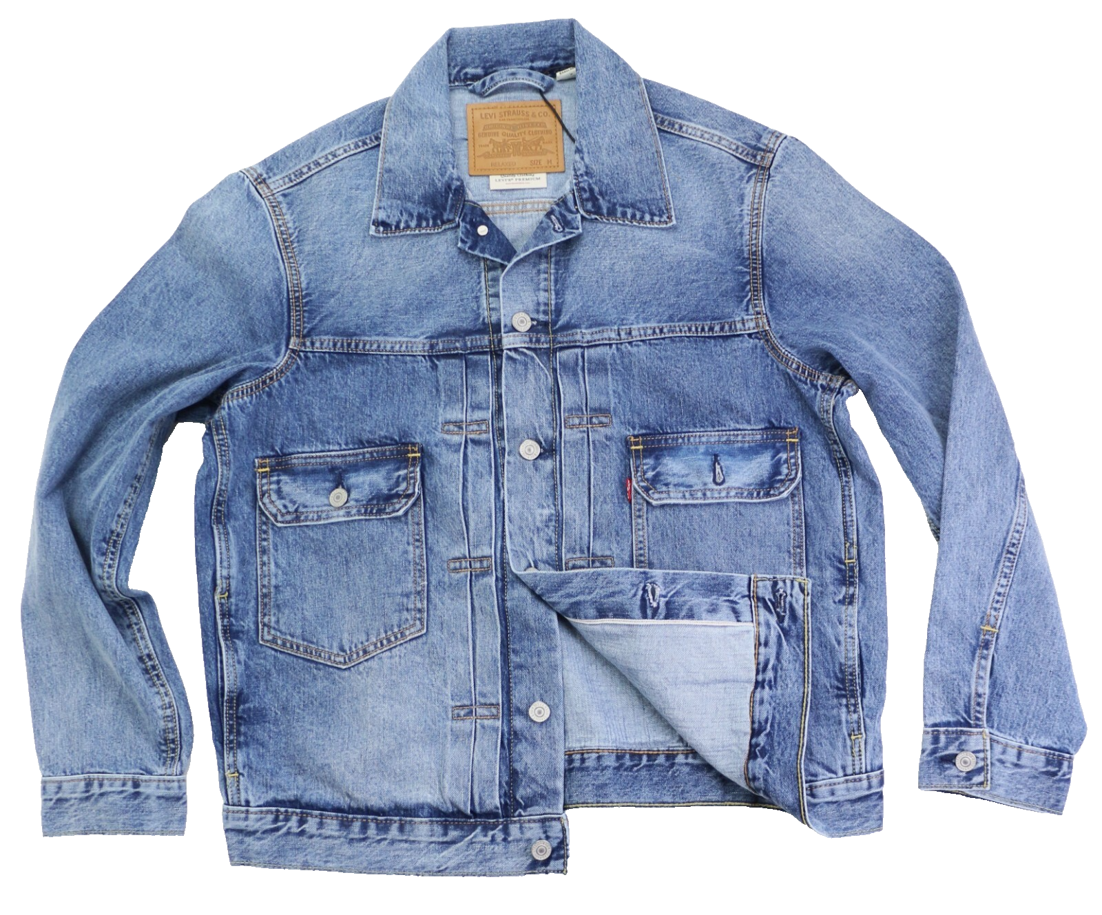 Levi's Premium Type II Two 2 Selvedge Denim Trucker Jacket Indigo S M L ...