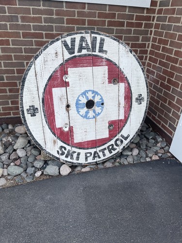 Large 42” Round Wood Ski Patrol Vail Sign Vintage Repurposed Wood Hand ...