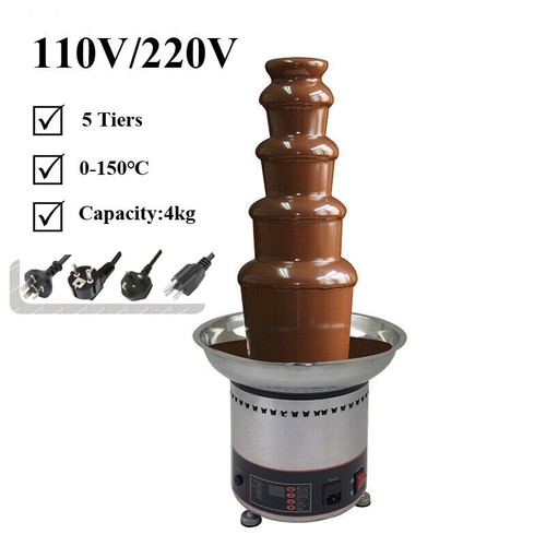 5 Tiers 4KG 0-150℃ Chocolate Fountain Professional Waterfall Melting ...