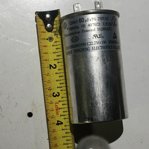 CBB65 Run Capacitor 60uF 250V C22.2No.190 Qcq02002002590 En60252/1 SH ...