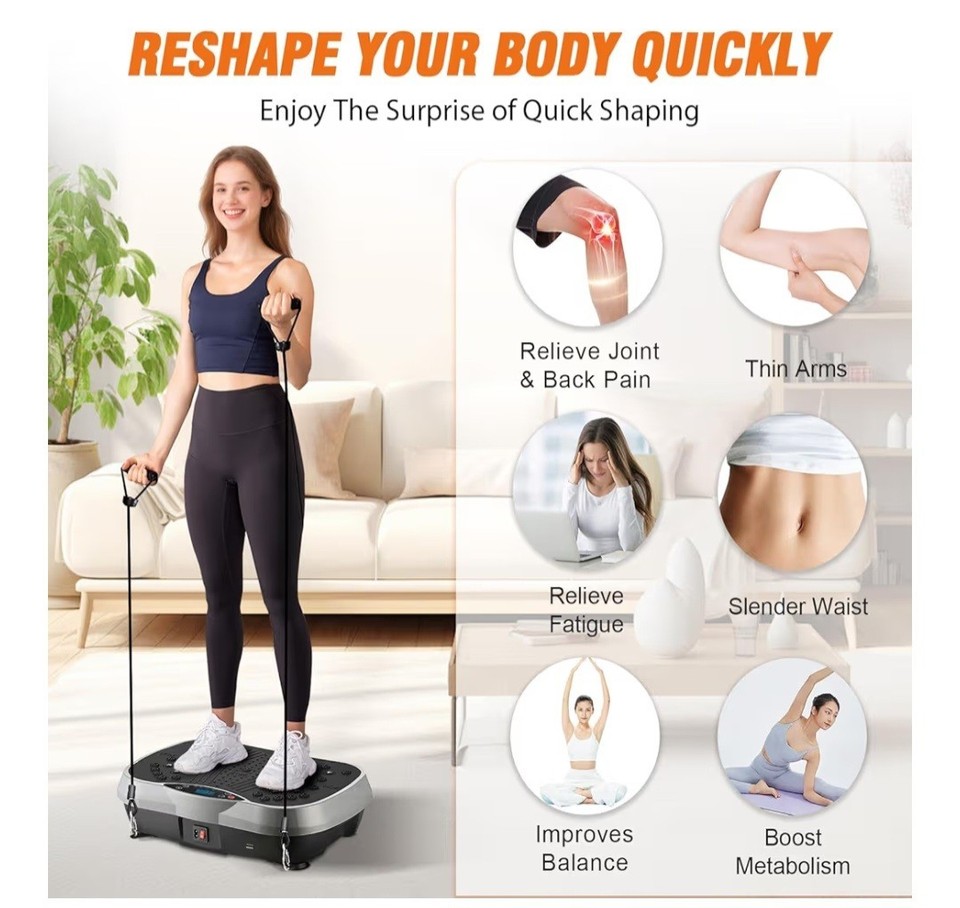 Vibration Plate Exercise Machine, 6 Workout Modes & 120-Level Vibration ...