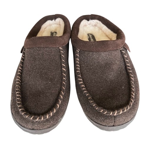 Eddie Bauer Brown Firelight Wool Shearling Lined slide clog slippers ...