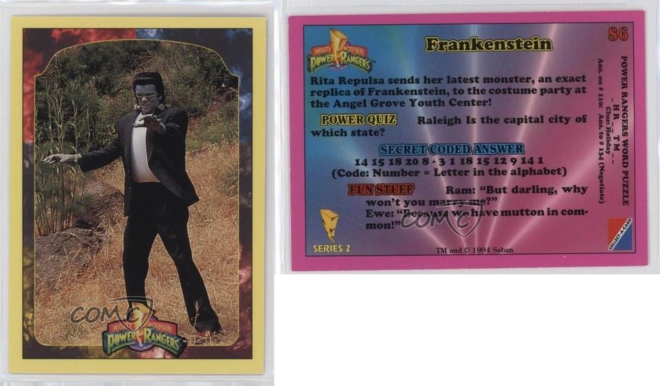 1994 Collect-A-Card Mighty Morphin Power Rangers Series 2 Frankenstein ...