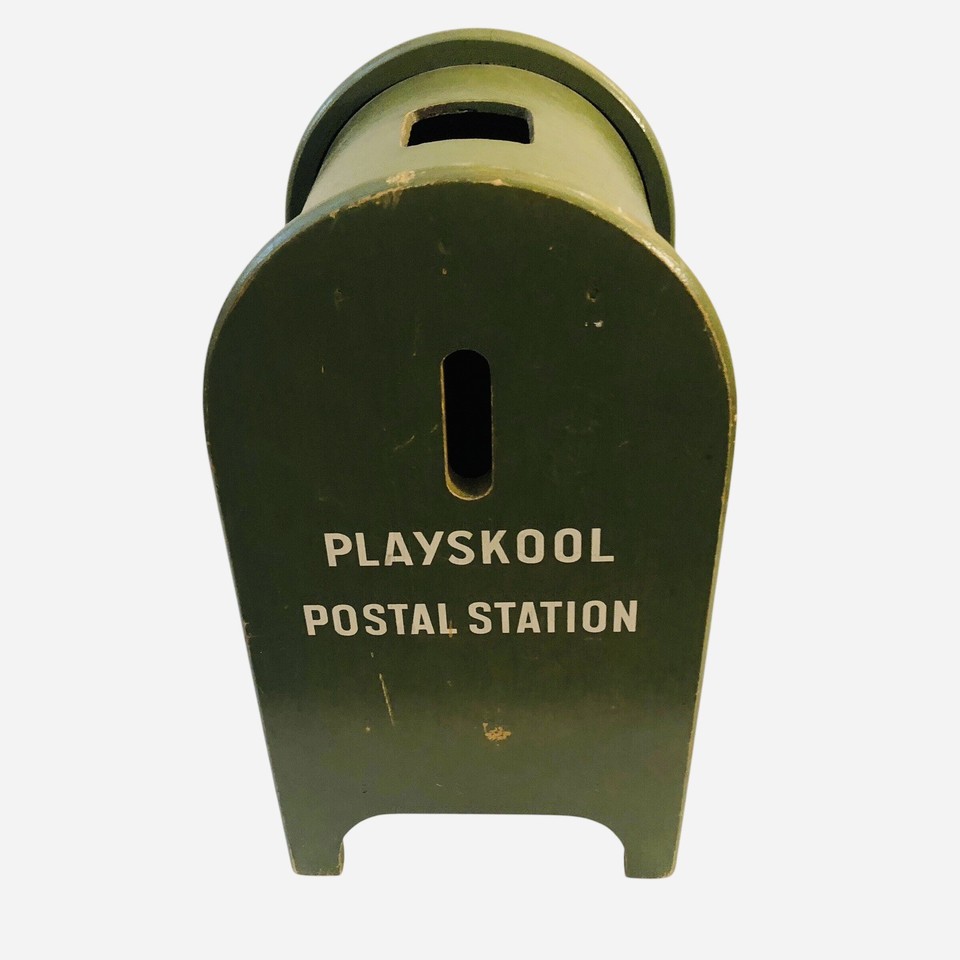 Vintage Playskool Postal Station Green Wooden Mailbox Toddler Toy No ...