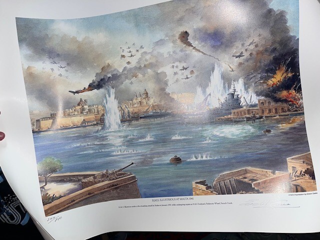 HMS Illustrious Malta WW2-Royal Navy Ship-Galea Print/Signed/Limited ...