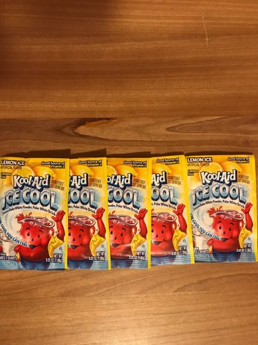 5 Kool Aid Drink Mix Ice Cool Lemon Ice packets Snowflake White powder ...
