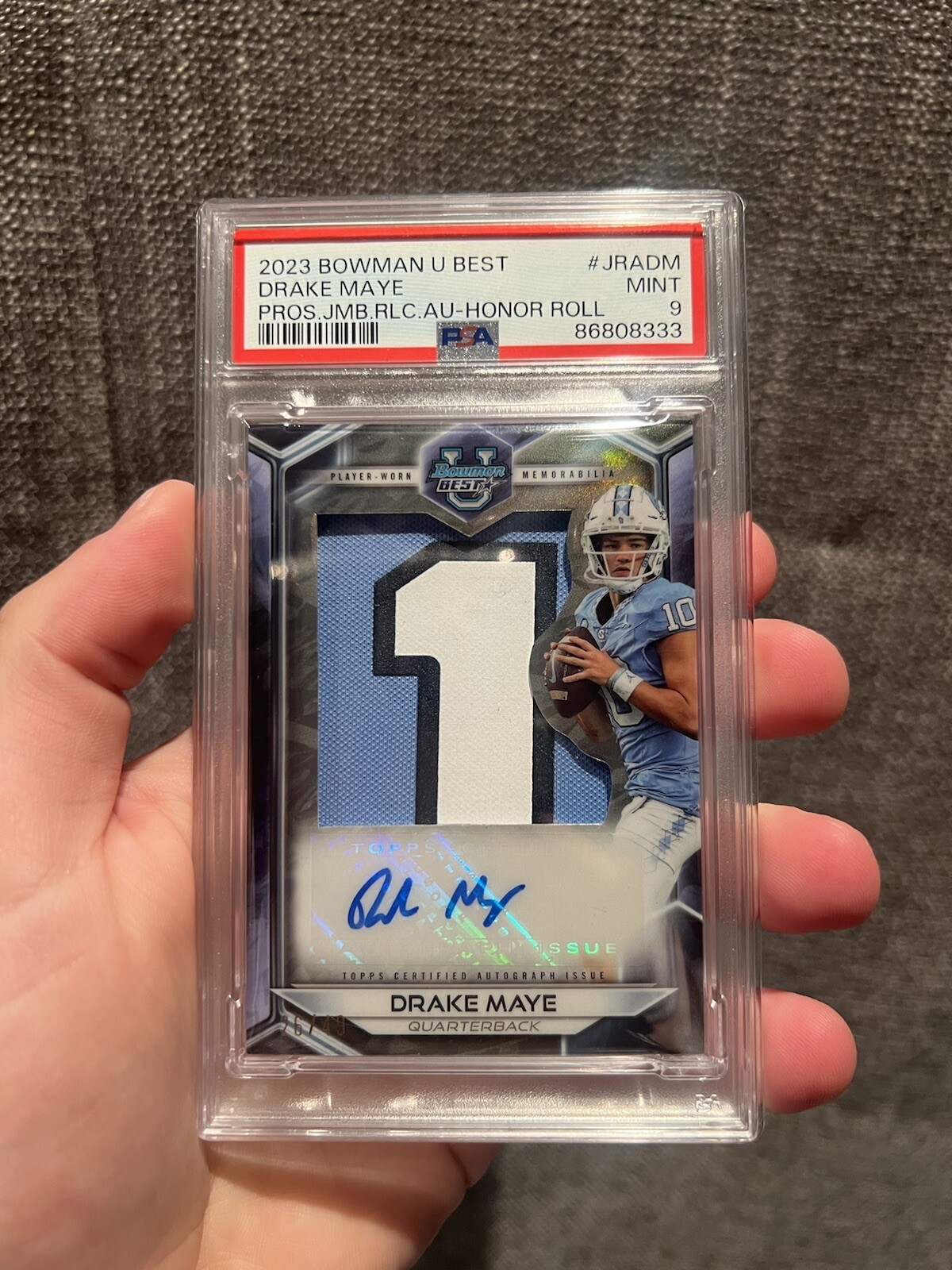 Drake Maye 2023 Topps Bowman U Best Patch Auto /49 PSA 9 | eBay