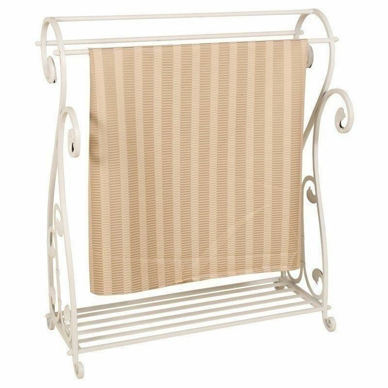 NEW Vintage White Quilt Rack Solid Stand Blanket Bedspread Storage ...