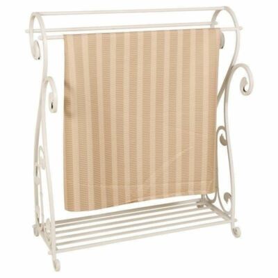 NEW Vintage White Quilt Rack Solid Stand Blanket Bedspread Storage ...