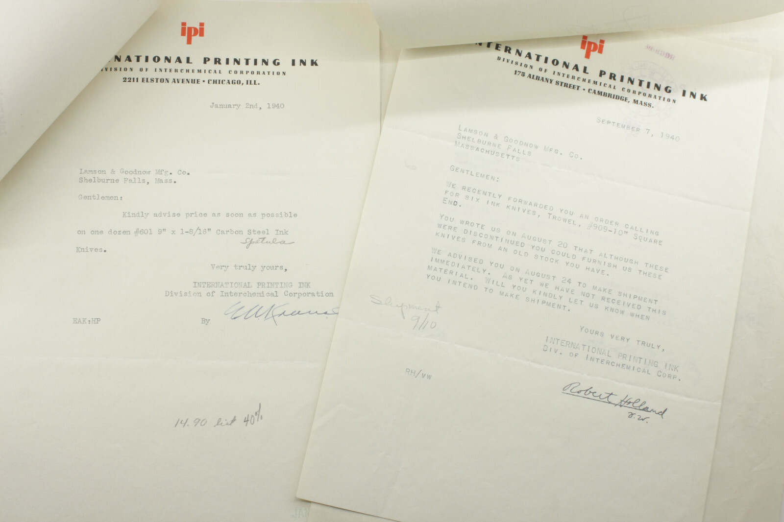 1940 Lamson Goodnow International Printing Ink Cambridge MA IPI ...