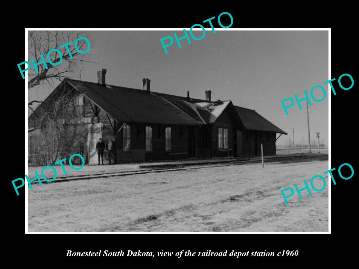 OLD POSTCARD SIZE PHOTO OF BONESTEEL SOUTH DAKOTA RAILROAD DEPOT ...