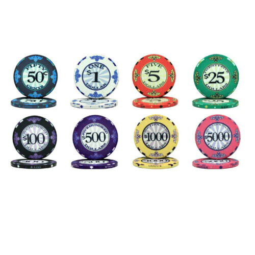New Bulk Lot of 1000 Scroll Ceramic Poker Chips - Pick Denominations ...