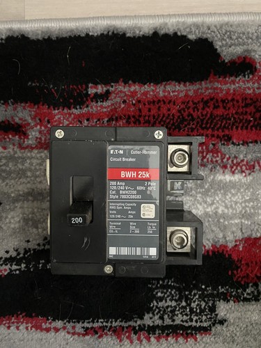 Cutler Hammer BWH BWH2200 25k 2 Pole 200 Amp 120/240v Circuit Breaker ...