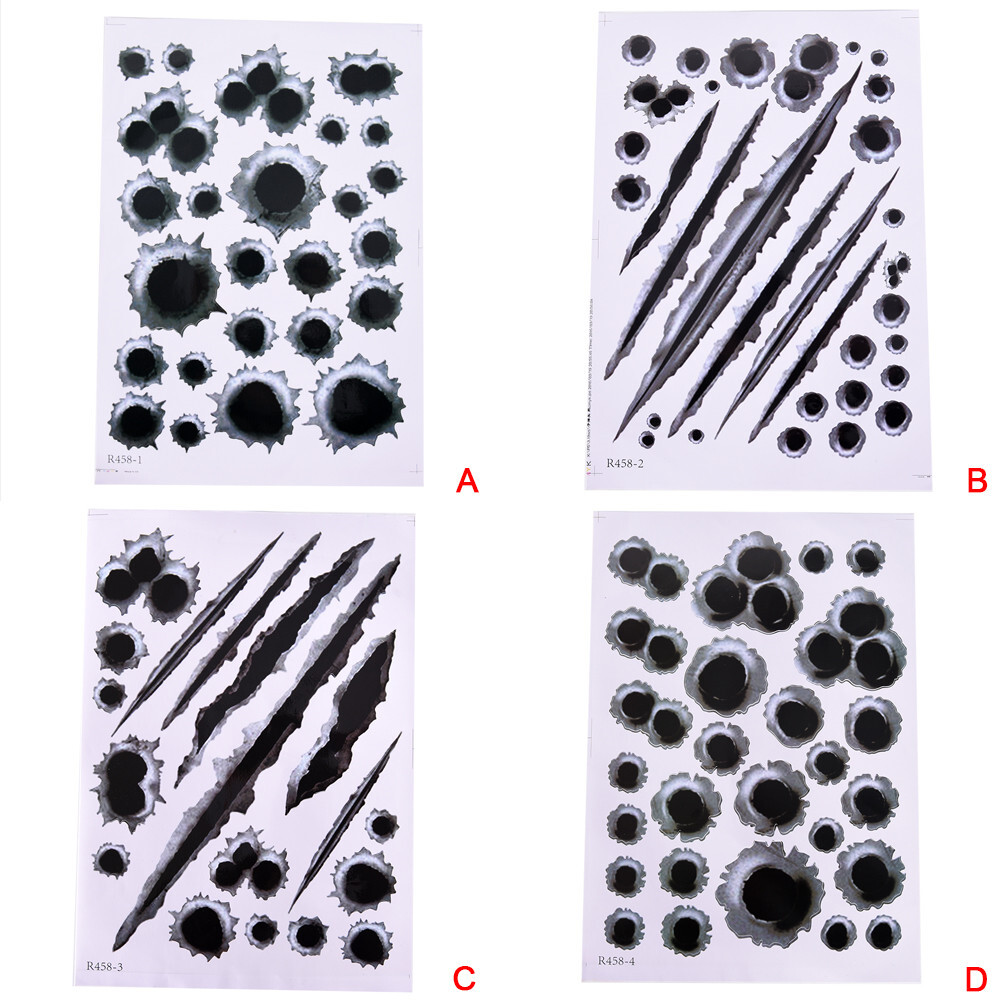 Creative Cars Styling 3D Fake Bullets Hole Gun Shots Funny Cars Sticker ...