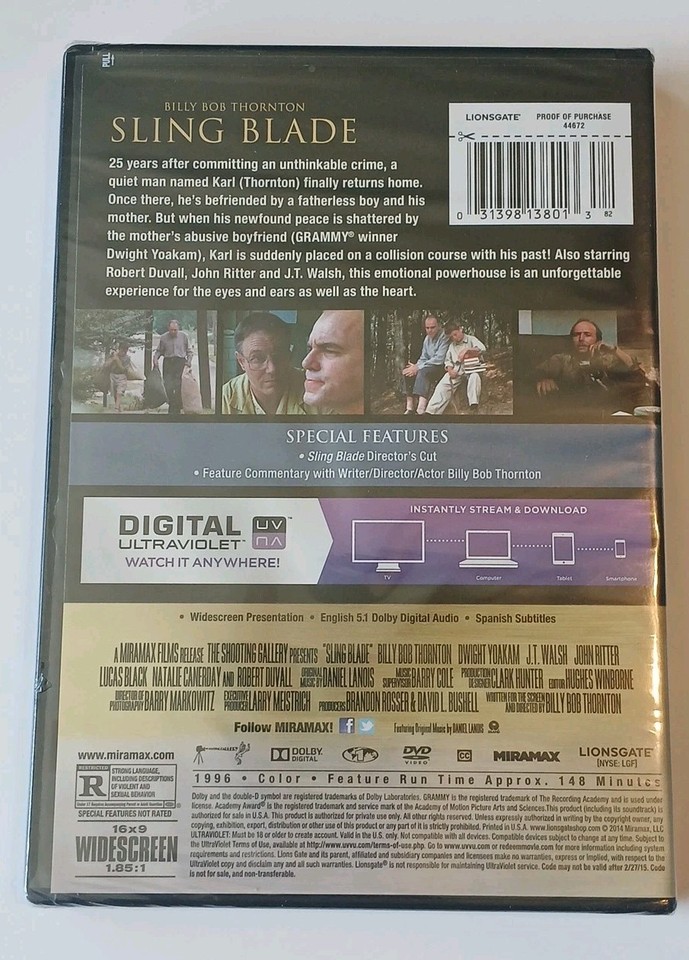 Sling Blade Dvd NEW Directors Cut 1996 | eBay