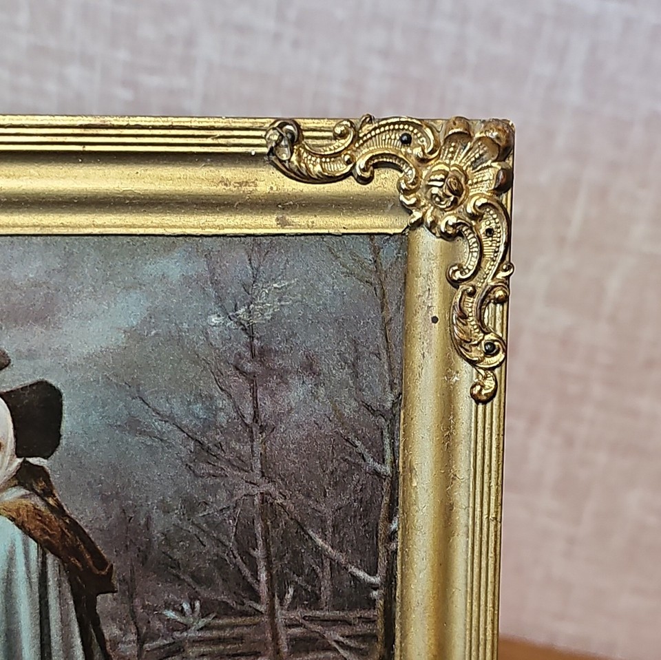 Antique Color Lithograph Under Glass ~ Ullman Mfg Co ~Early Settlers ...