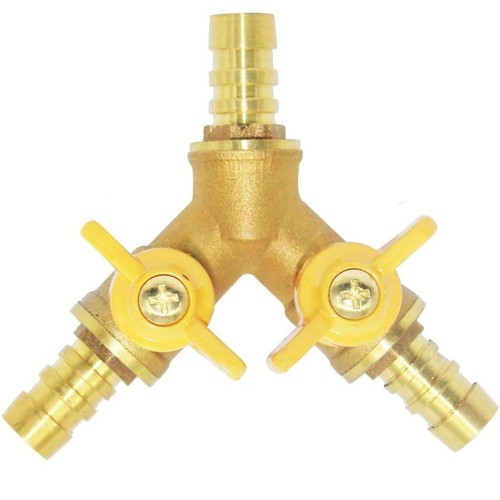 2 Switch Y Shaped Valve Brass Ball Valve Adapter Fuel Gas Water Oil ...