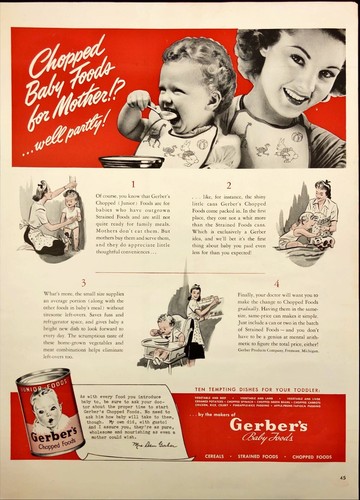 1942 Gerber's Chopped Baby Foods for Mother Vintage Print Ad | eBay