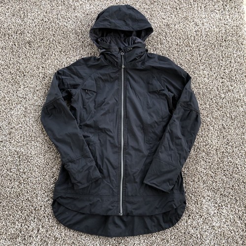 Lululemon Fo Drizzle Rain Jacket Women Sz 6 Black Stowable Hooded Zip ...