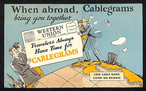 Western Union Cablegrams c1936 Adv. Folded Flyer w/ Prices Globe ...