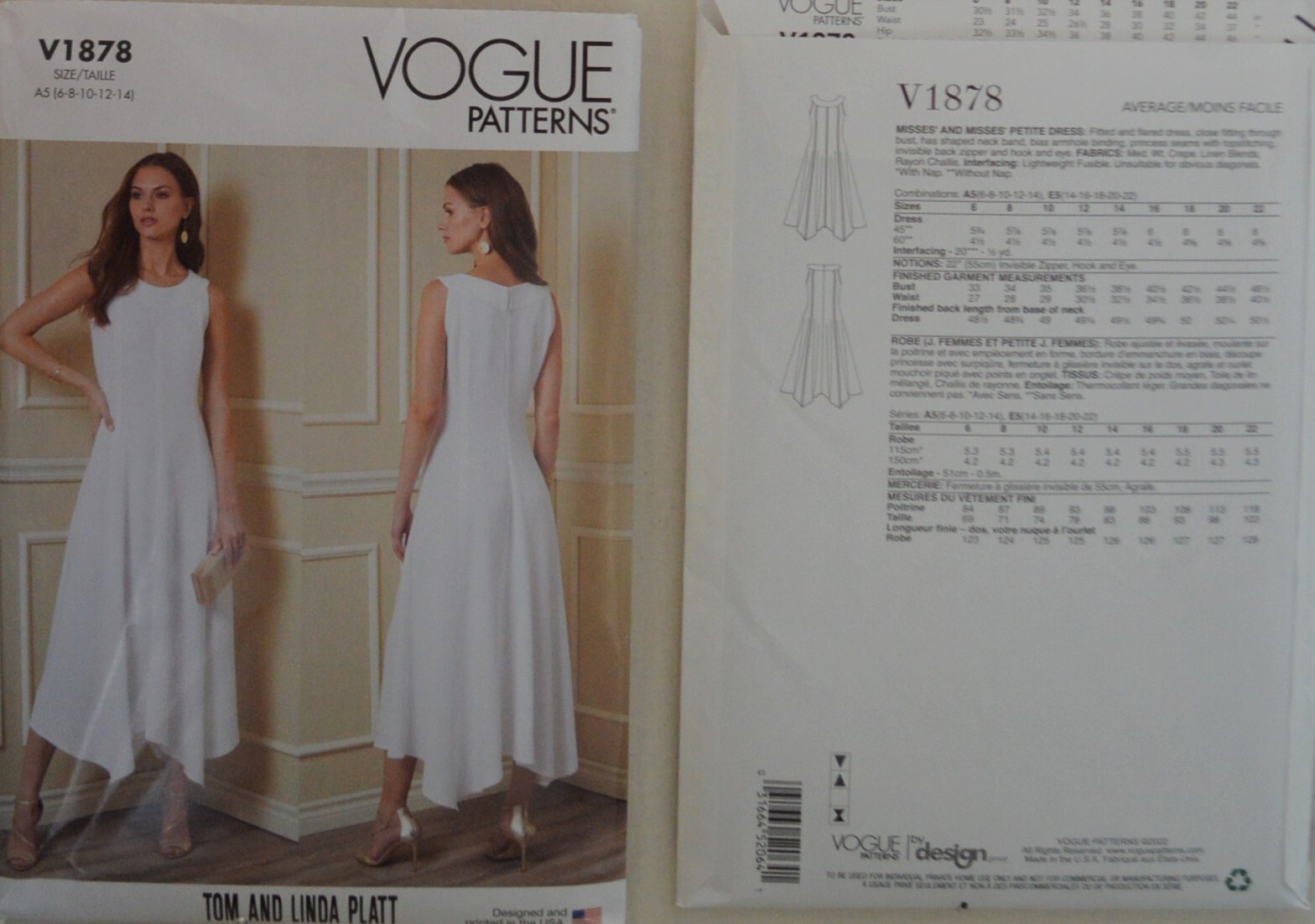 Vogue Pattern - V1878 - Misses'/Misses' Petite Dress | eBay