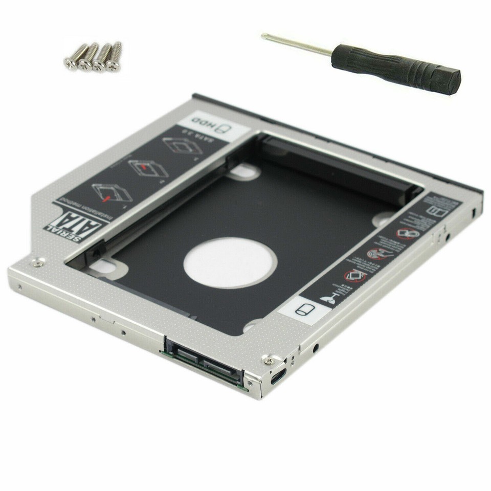 New 12.7mm For SATA 2nd SSD Hard Drive Caddy Bracket DVD/CD-ROM Optical ...