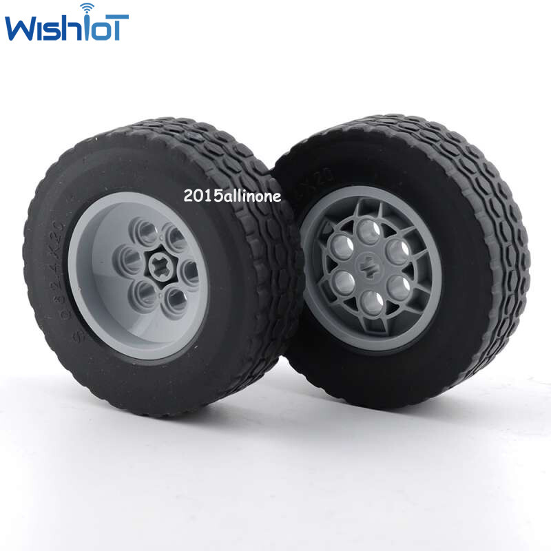 4PCS MOC Car Wheels 62.4*20mm Tyres 32019+86652 Building Blocks Tires ...