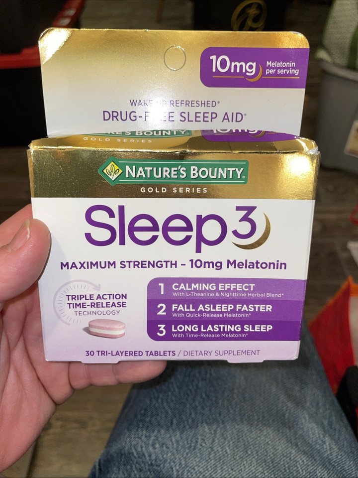07/2025 Natures Bounty SLEEP 3 maximum 10mg Melatonin 30 tri-layer ...
