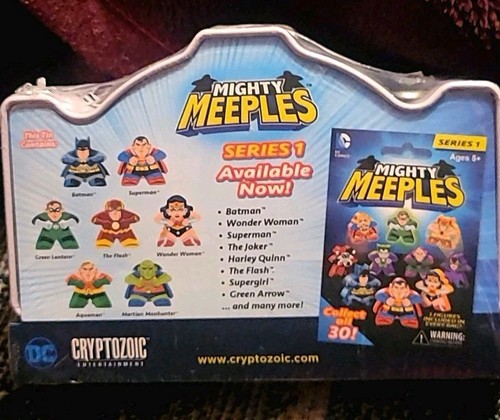 Cryptozoic MIGHTY MEEPLES Hall of Justice Tin Set w/7 DC Figures Sealed ...