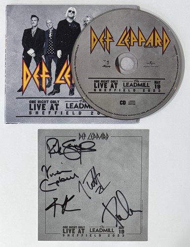 DEF LEPPARD BAND SIGNED AUTOGRAPH LIVE AT LEADMILL CD ALBUM CARD ...