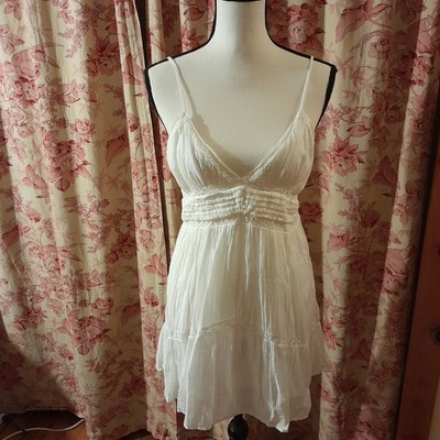 Zara Triangle Top White Gauze Sun Dress Large NWT | eBay
