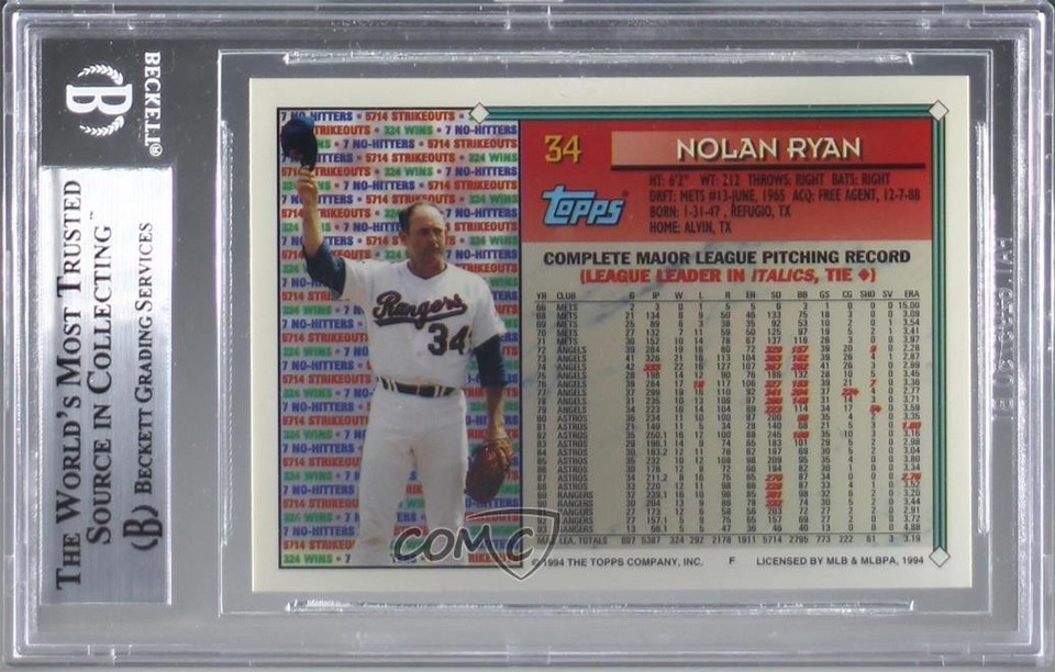 1994 Topps Gold Nolan Ryan #34 BGS 8.5 HOF | eBay