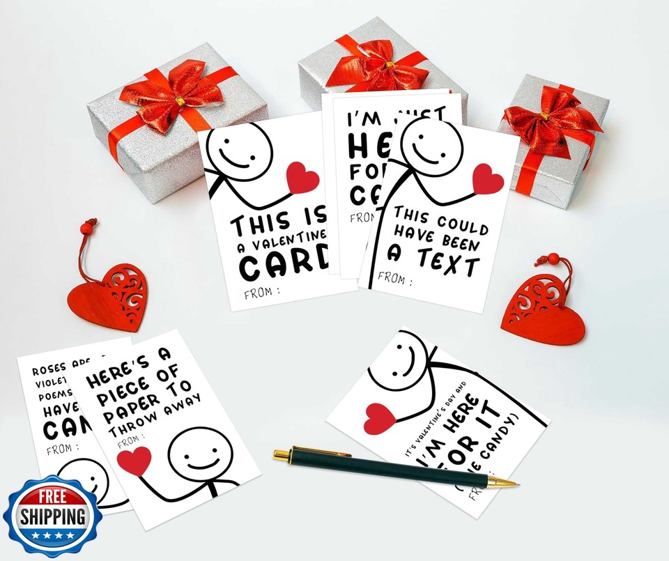 rorusio 30 Funny Valentines Cards for Classroom Exchange, Stick Figure ...