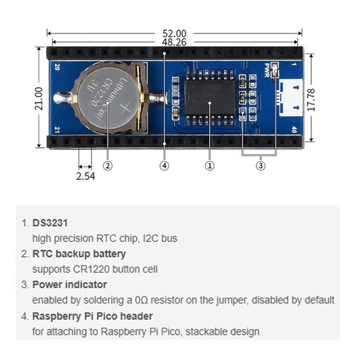 Precision DS3231 RTC Real Time Clock Module for Raspberry Pi Pico, no ...